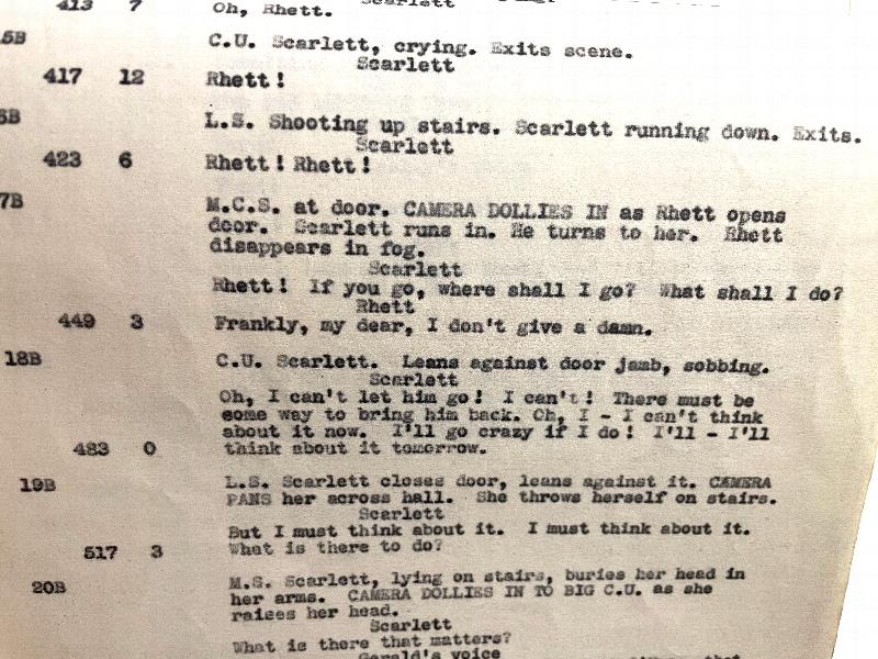Gone With the Wind / dialogue cutting continuity script.